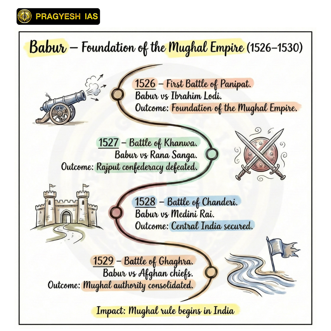 Mughal Wars And Empire Timeline - Pragyesh IAS