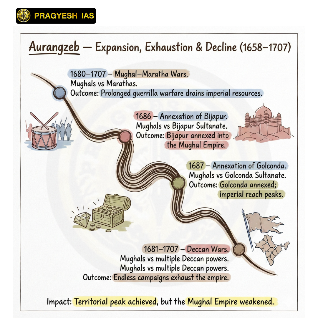 Mughal Wars And Empire Timeline - Pragyesh IAS